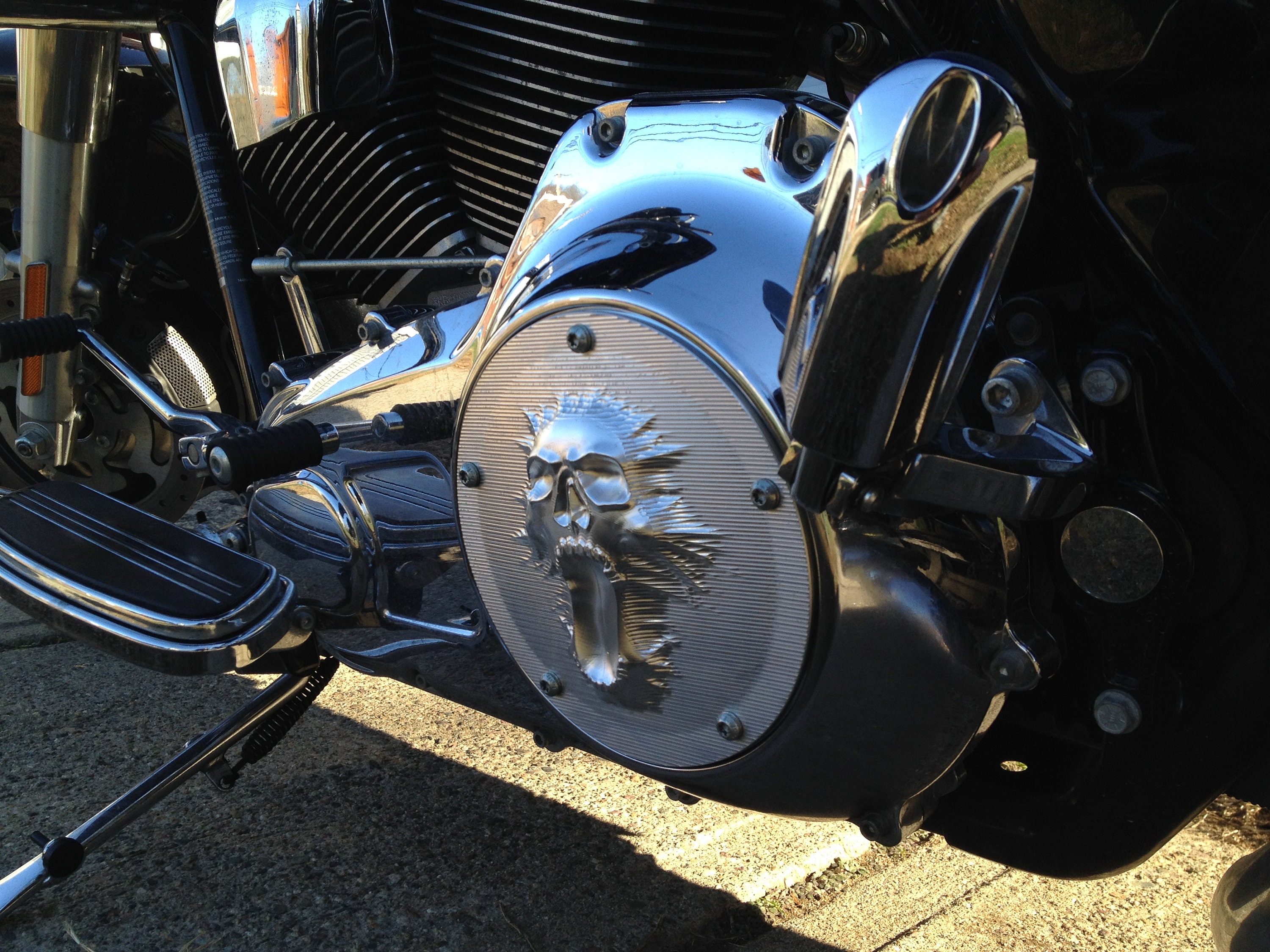 Screaming Skull 3D CNC Machined Custom Harley & Sportster Primary Derby ...