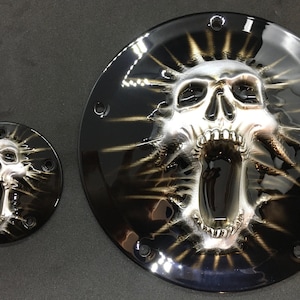 Screaming Skull 3D CNC Machined Custom Harley & Sportster Primary Derby ...