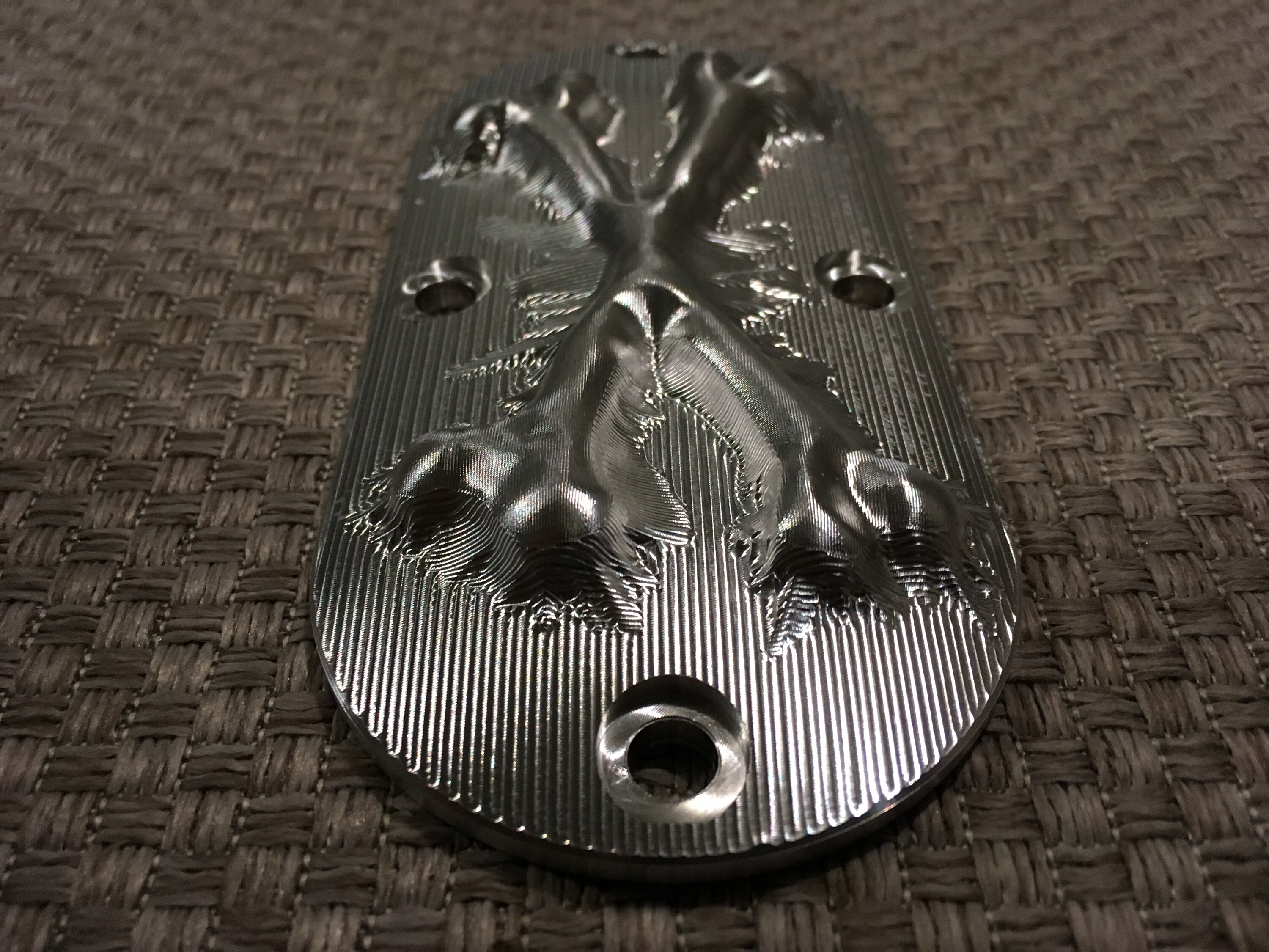 3D CNC Machined Custom Harley Primary Chain Access Cover Engraved Cross ...