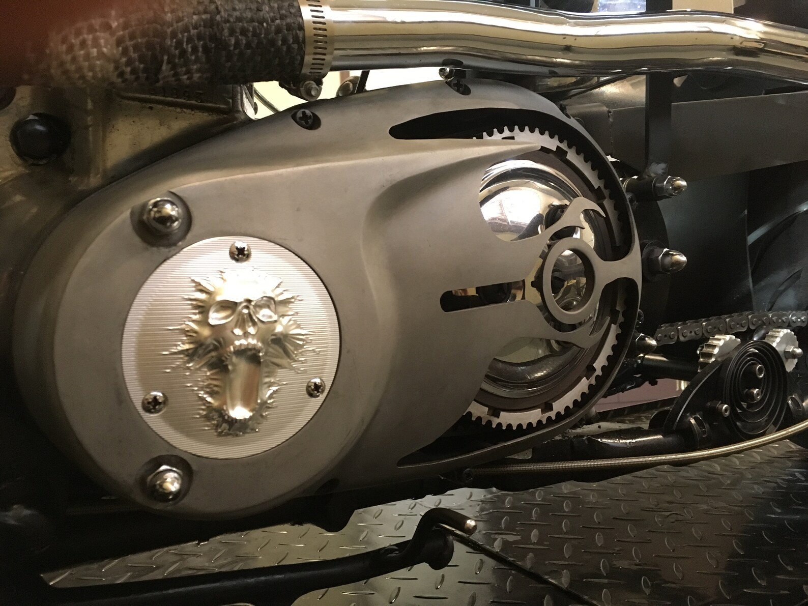 Screaming Skull 3D CNC Machined Custom Harley Point & Triumph Primary ...