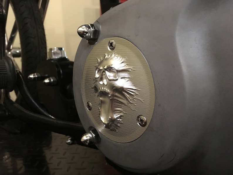 Screaming Skull 3D CNC Machined Custom Harley Point & Triumph Primary ...