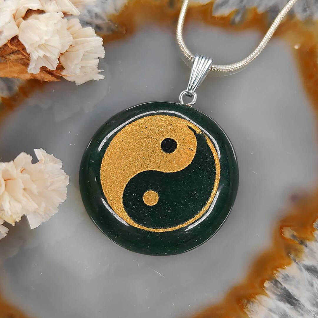 Natural Green Jade Pendant/ Yin Yang Pendant - Etsy