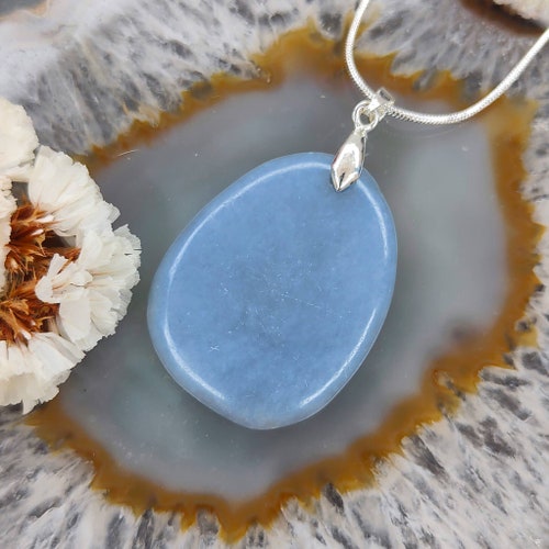 ANGELITE Crystal Pendant Wire Wrapped Crystal Necklace - Etsy