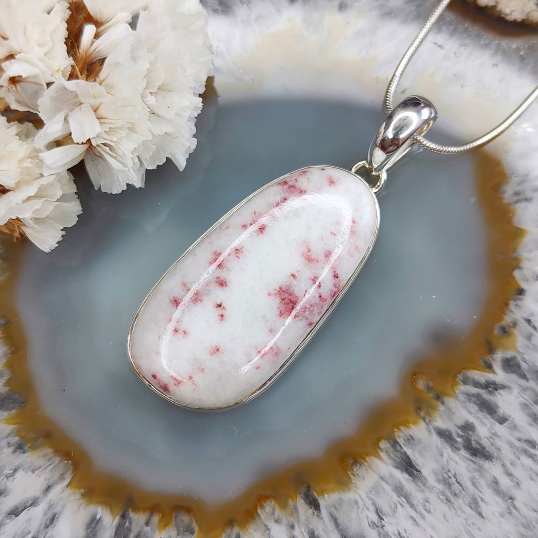 Natural Cinabrite Pendant/thulite in Quartz Pendant Silver 925 - Etsy