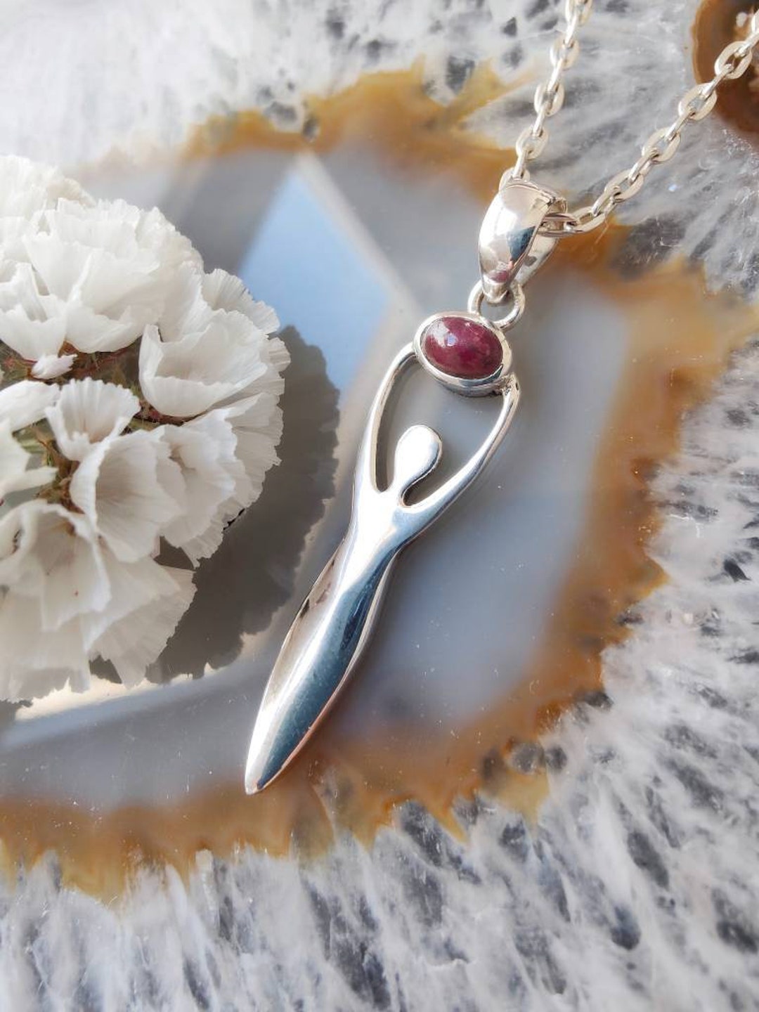 Gaia/ruby Mother of Earth Goddess Pendant Silver 925 - Etsy