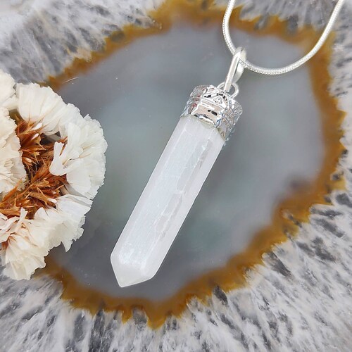 Selenite Pendant Selenite Necklace Pendulum Sacred - Etsy