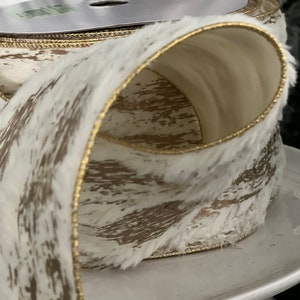 4 Champagne & Fur Ribbon, 4 Designer Wired Ribbon, 10 Yard Roll, Craft ...