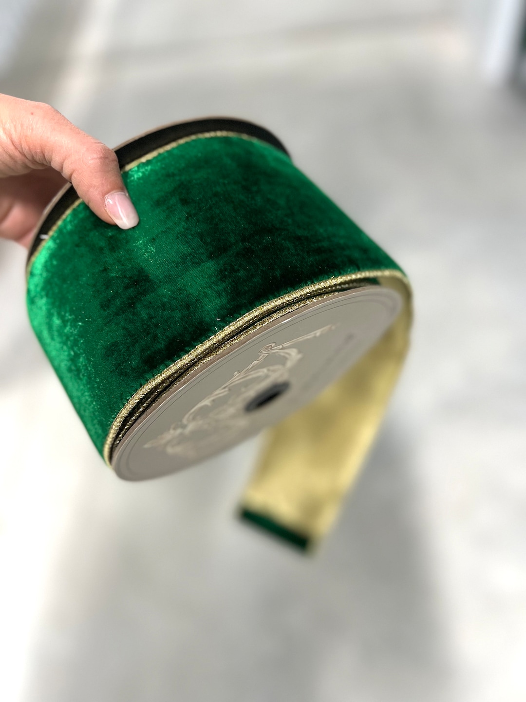 4” D Stevens Velvet Emerald Green Wired Ribbon- 10 Yards - Etsy