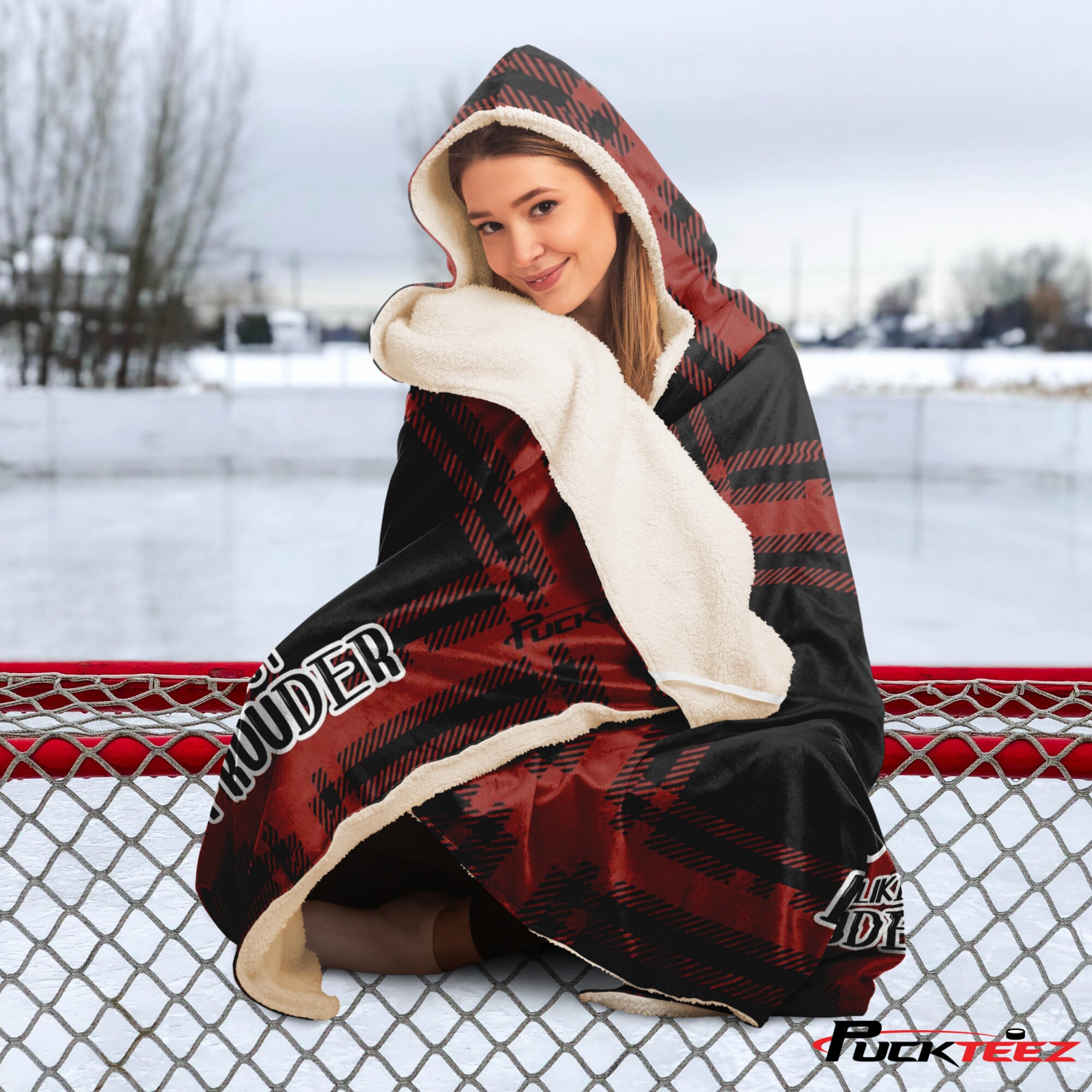 Hockey Mom Hooded Blanket, Rink Blanket, Hockey Gift, Buffalo Plaid ...