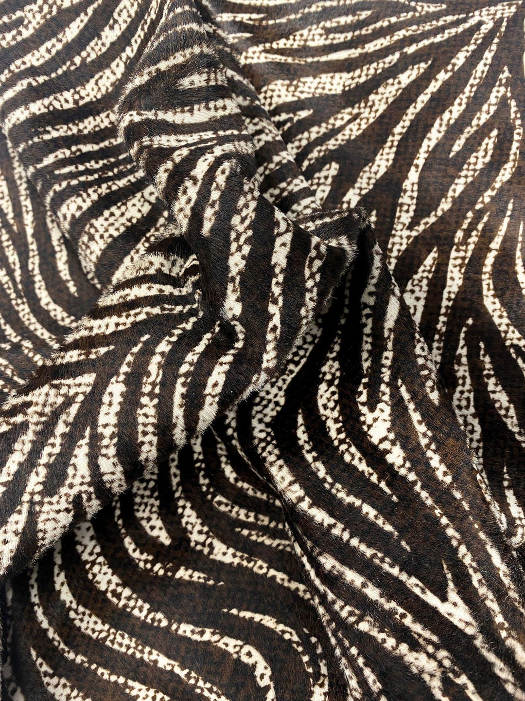 Zebra Brown Print Pony Calfskin Hair on Leather Hides | Genuine Animal ...