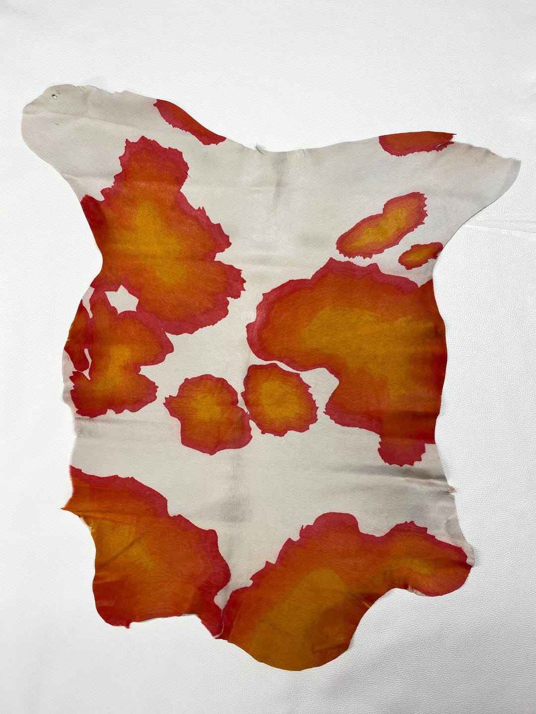 Orange White Cow Pony Calfskin Hair on Leather Hides | Genuine Animal ...