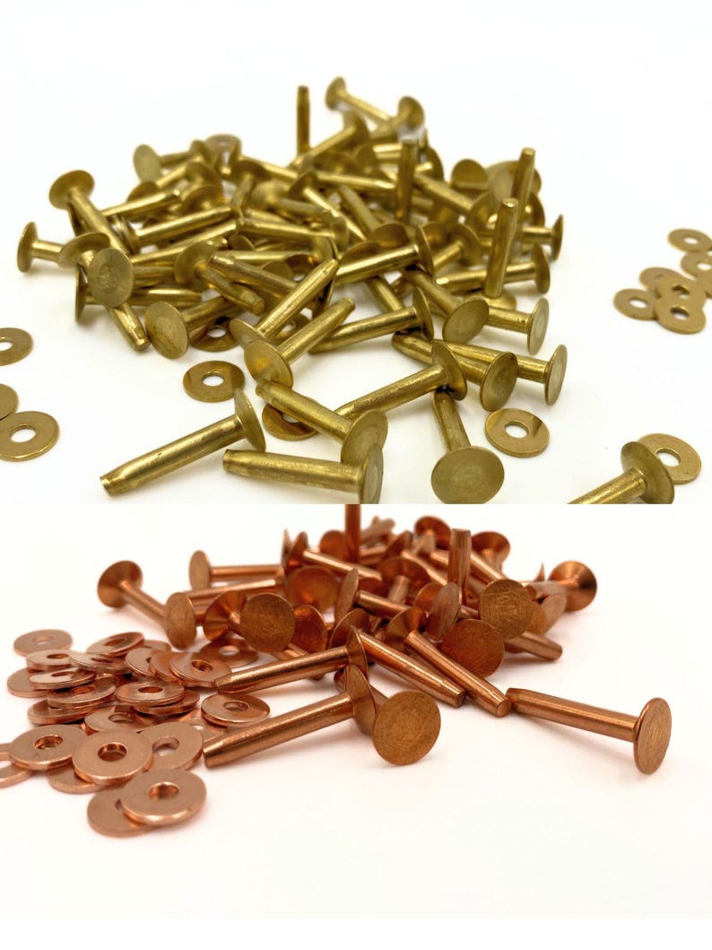 Pack of 10 Copper or 10 Brass Rivet and Burrs | Brass Rivets Massive ...