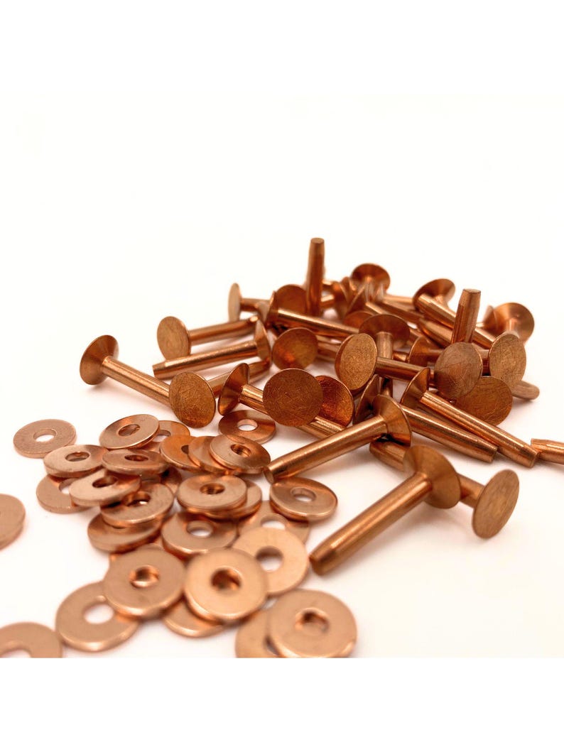 Pack of 10 Copper or 10 Brass Rivet and Burrs | Brass Rivets Massive ...