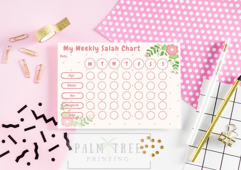 Printable Salah Prayer Chart for Girls, Download at Home Instantly - Etsy