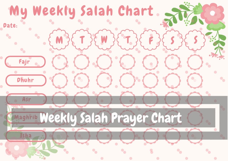Printable Salah Prayer Chart for Girls, Download at Home Instantly - Etsy