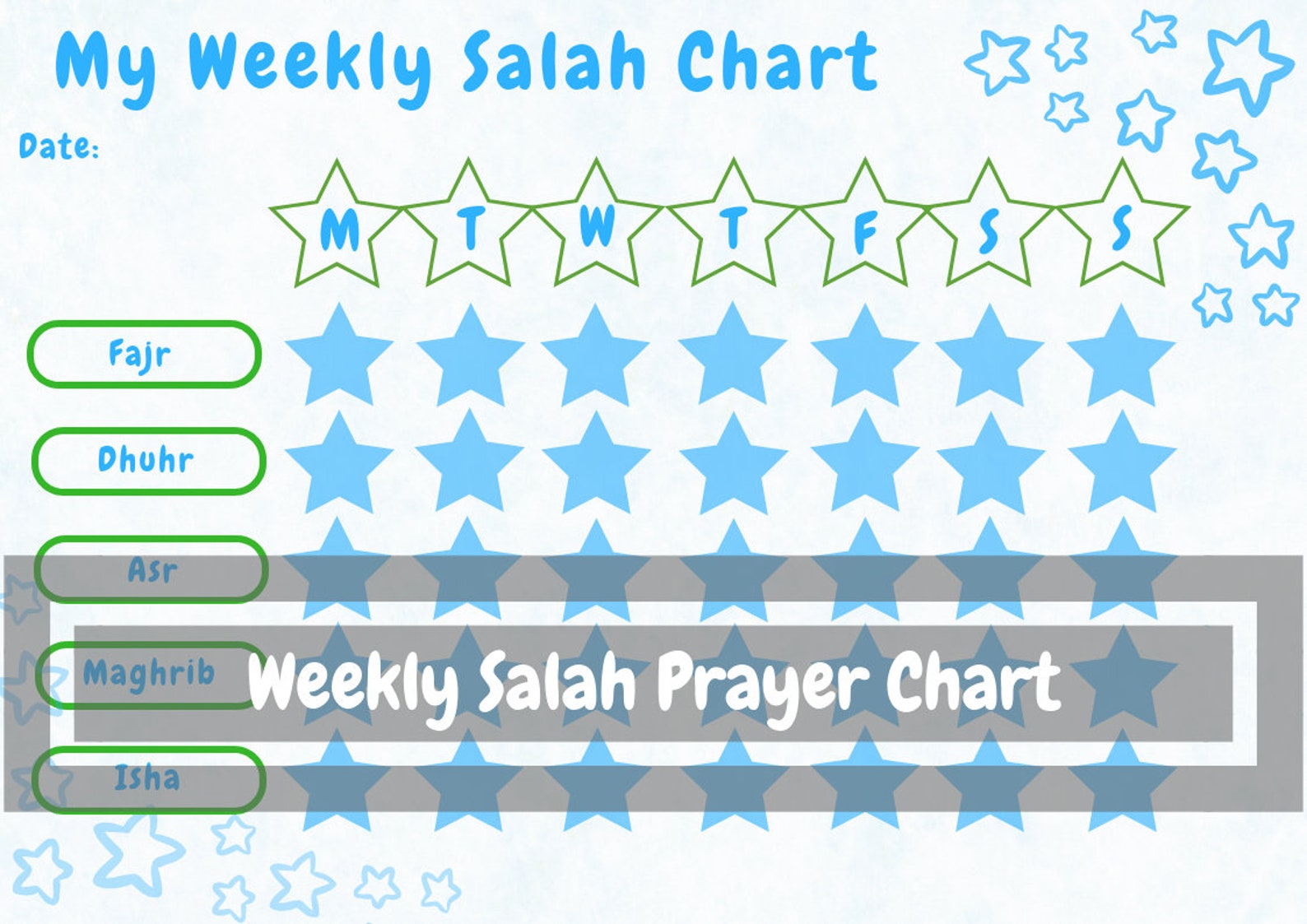 Printable Salah Prayer Chart for Boys, Download at Home Instantly - Etsy UK