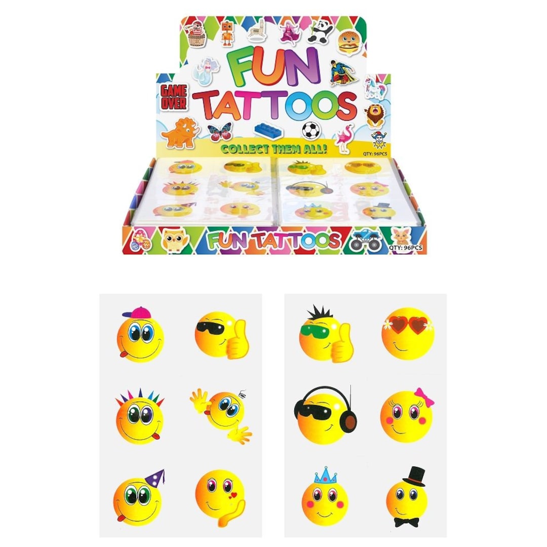 Emoji Faces Temporary Tattoos 6 Pack - Etsy