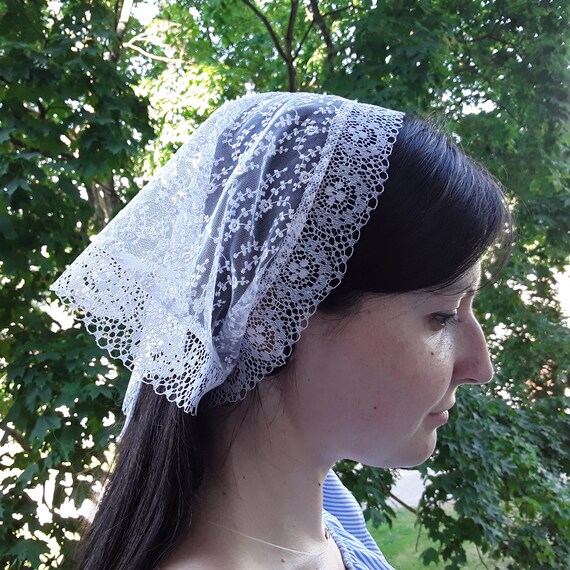 Triangle Lace Head Scarf for Women Romantic Hair Bandana Kerchief With Ties White Floral Bandana Headscarf Coquette Bride Lolitafashion Etsy Canada