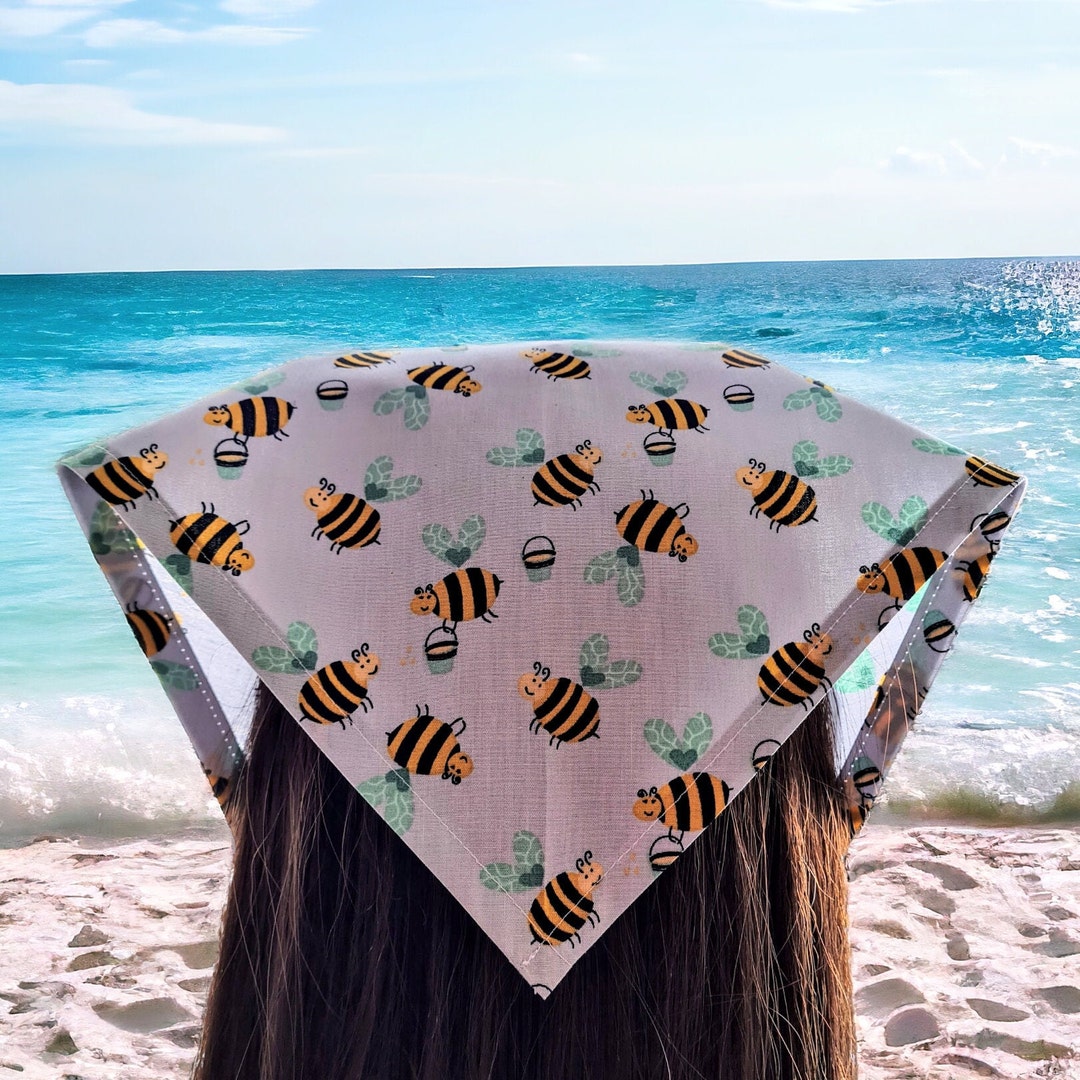 Beecore Cotton Headscarf/ Triangle Hair Bandana With Ties Summer ...
