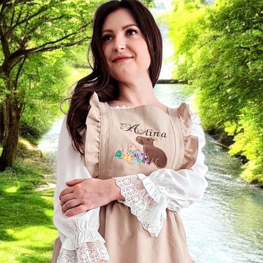 Personalized Ruffles Pinafore Dress for Women Custom Embroidered Frilly ...