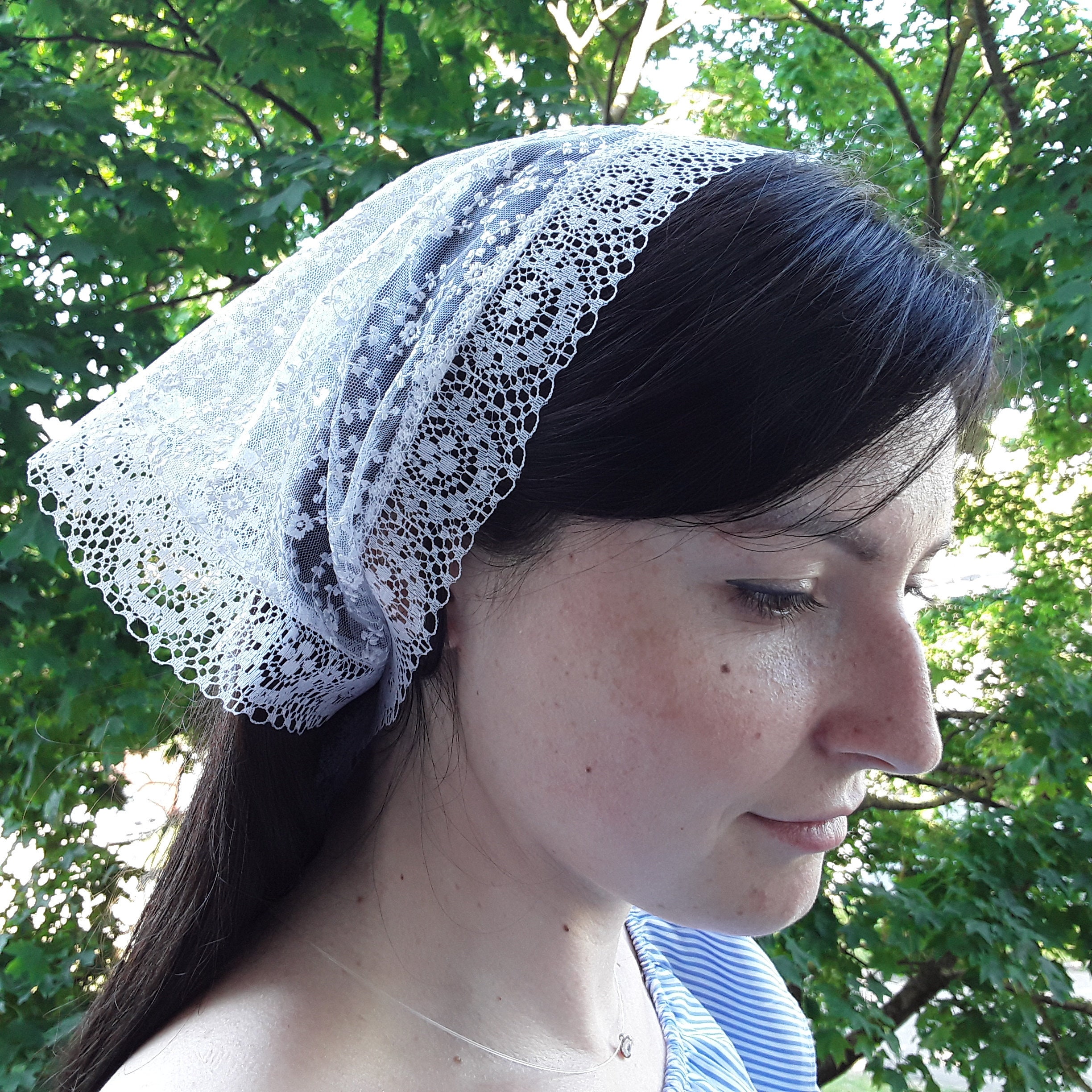 Sheer Lace Head Scarf Triangle for Women/ Hair Bandana/ - Etsy