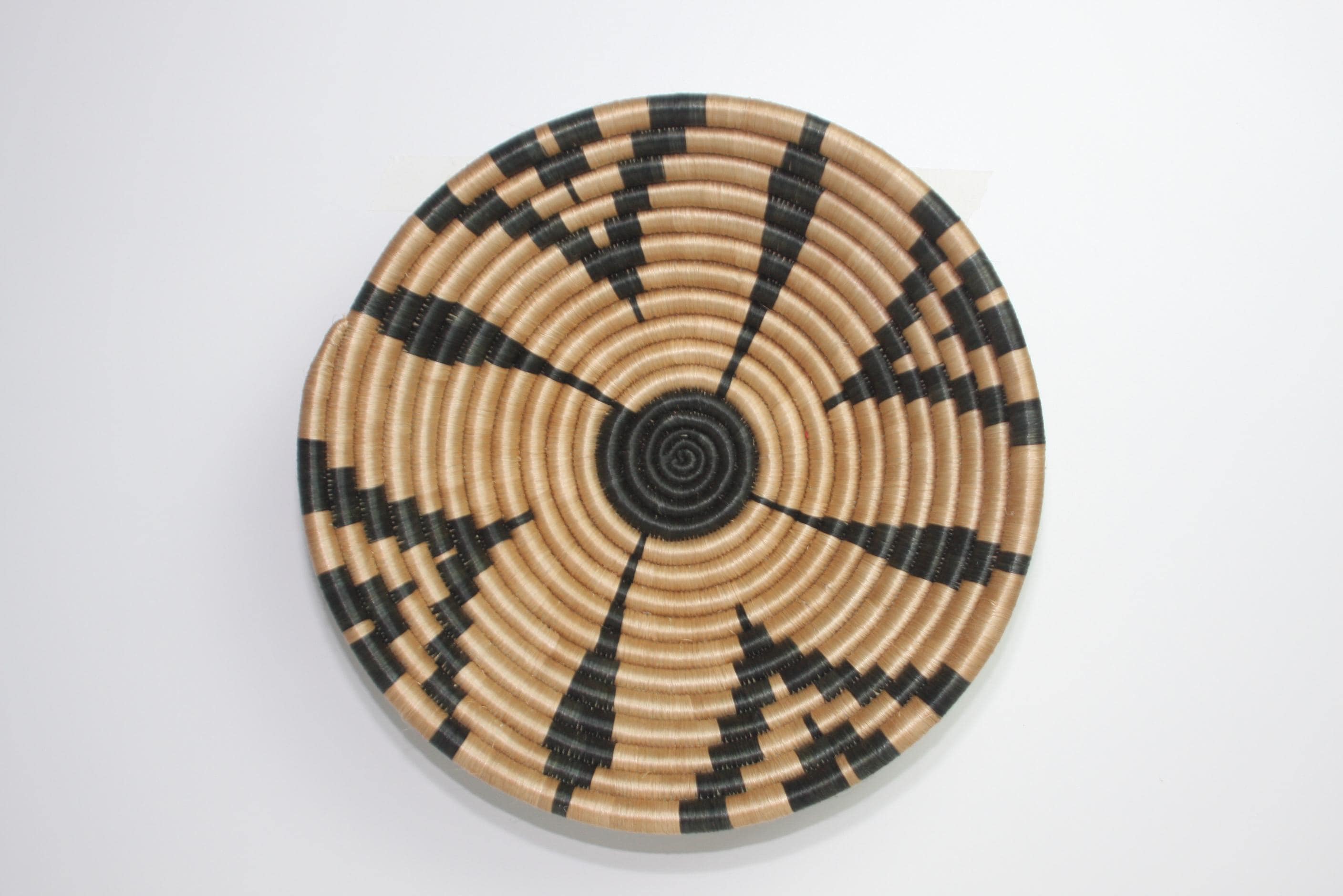 African Wall Basket, Uganda Baskets, African Woven Basket-black-brown ...