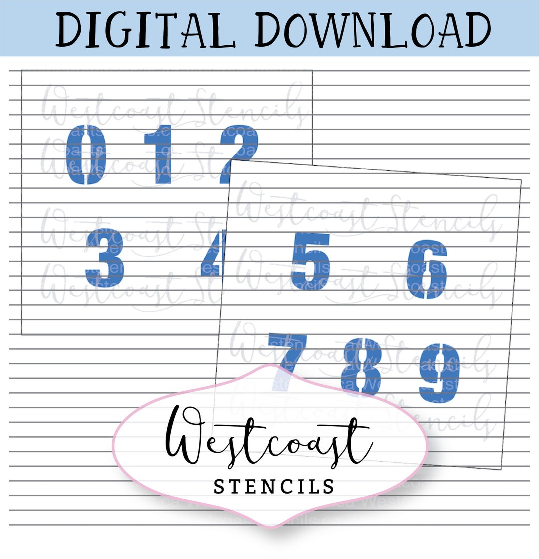 DIGITAL Large Block Number Stencil, Cookie Stencil, SVG, PNG, Digital ...