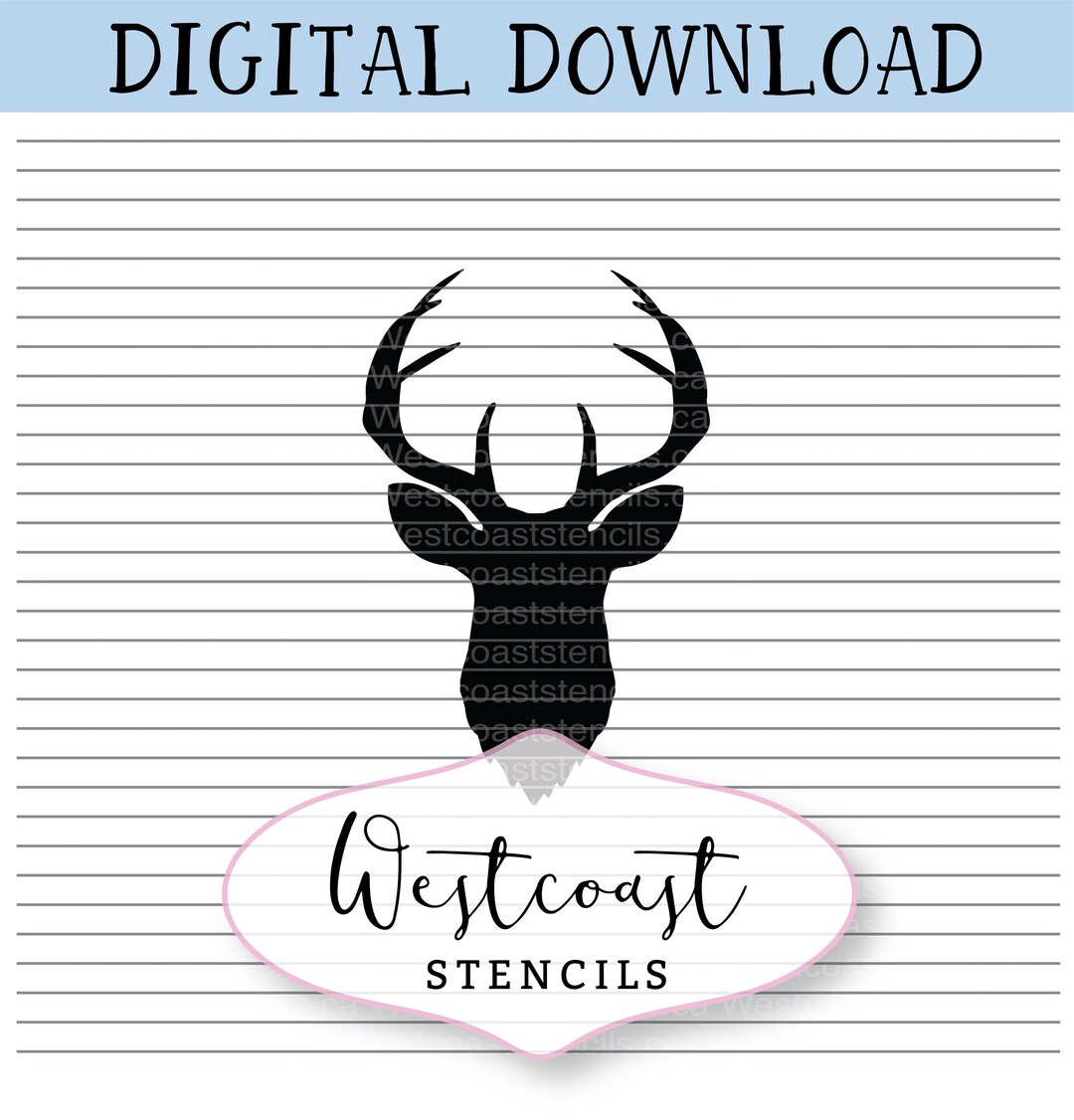 DIGITAL Deer Head Silhouette Stencil, Cookie Stencil, SVG, PNG, Digital ...