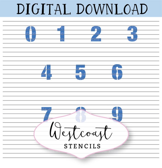 DIGITAL Small Block Number Stencil Cookie Stencil SVG PNG | Etsy