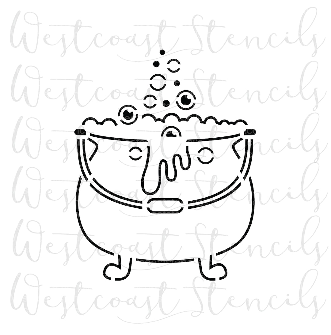 Cauldron Pyo Stencil Halloween Cookie Stencil DIGITAL File SVG PNG ...