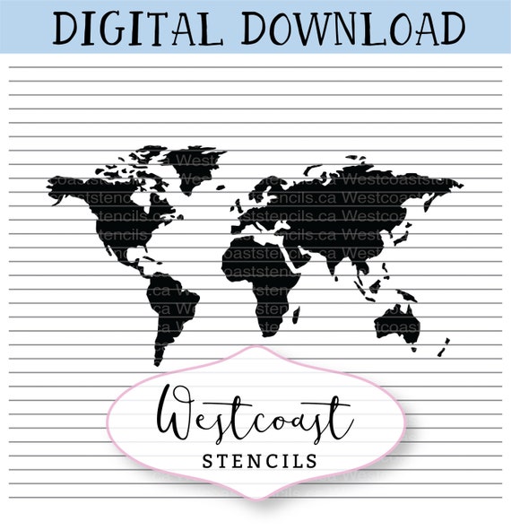 DIGITAL World Map Stencil Globe. Earth Cookie Stencil SVG | Etsy