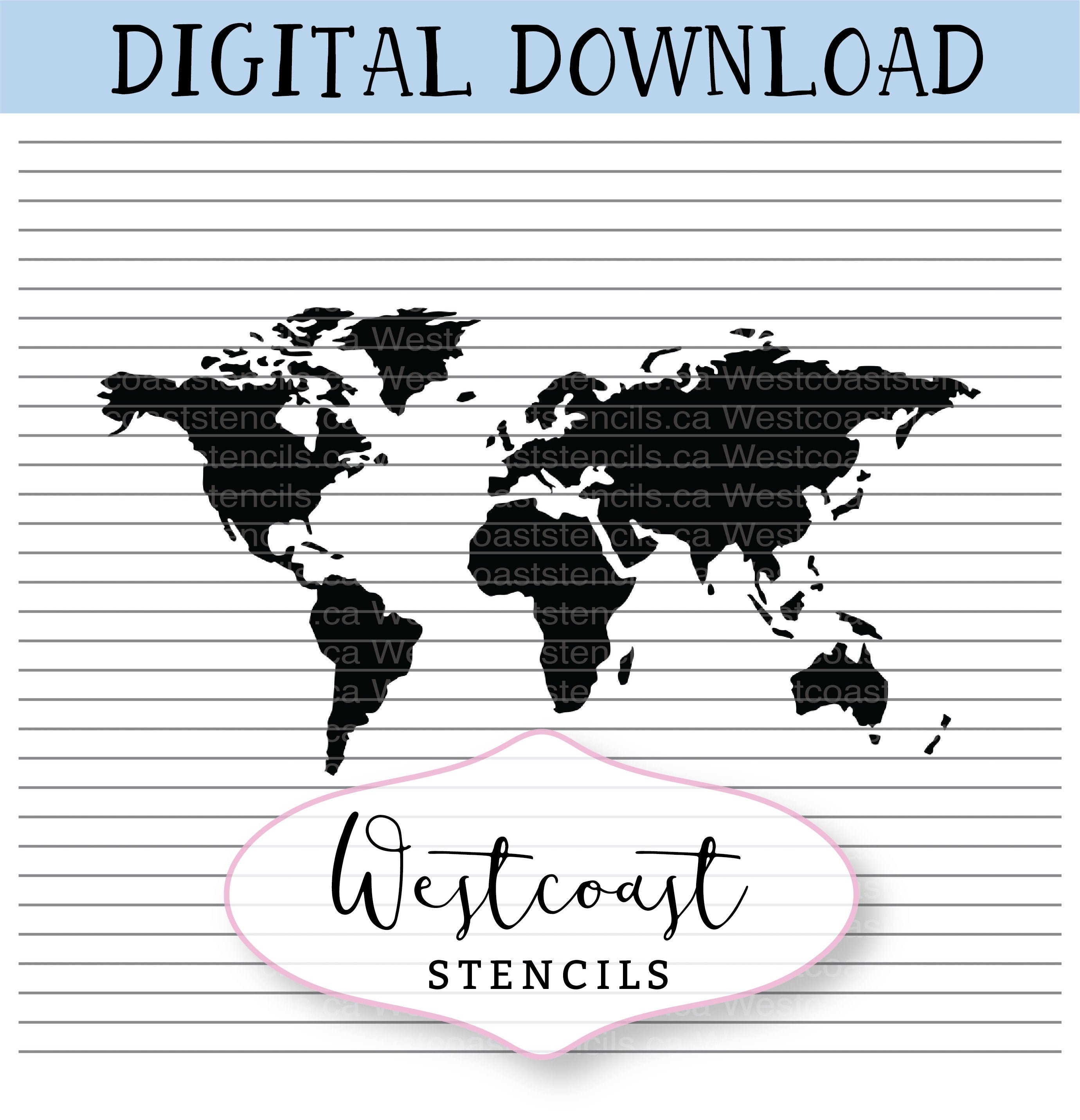 DIGITAL World Map Stencil Globe. Earth Cookie Stencil SVG | Etsy