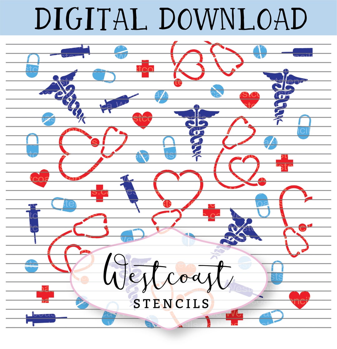 Medical Symbol Pattern Stencil 3 Piece Cookie Stencil DIGITAL File SVG ...