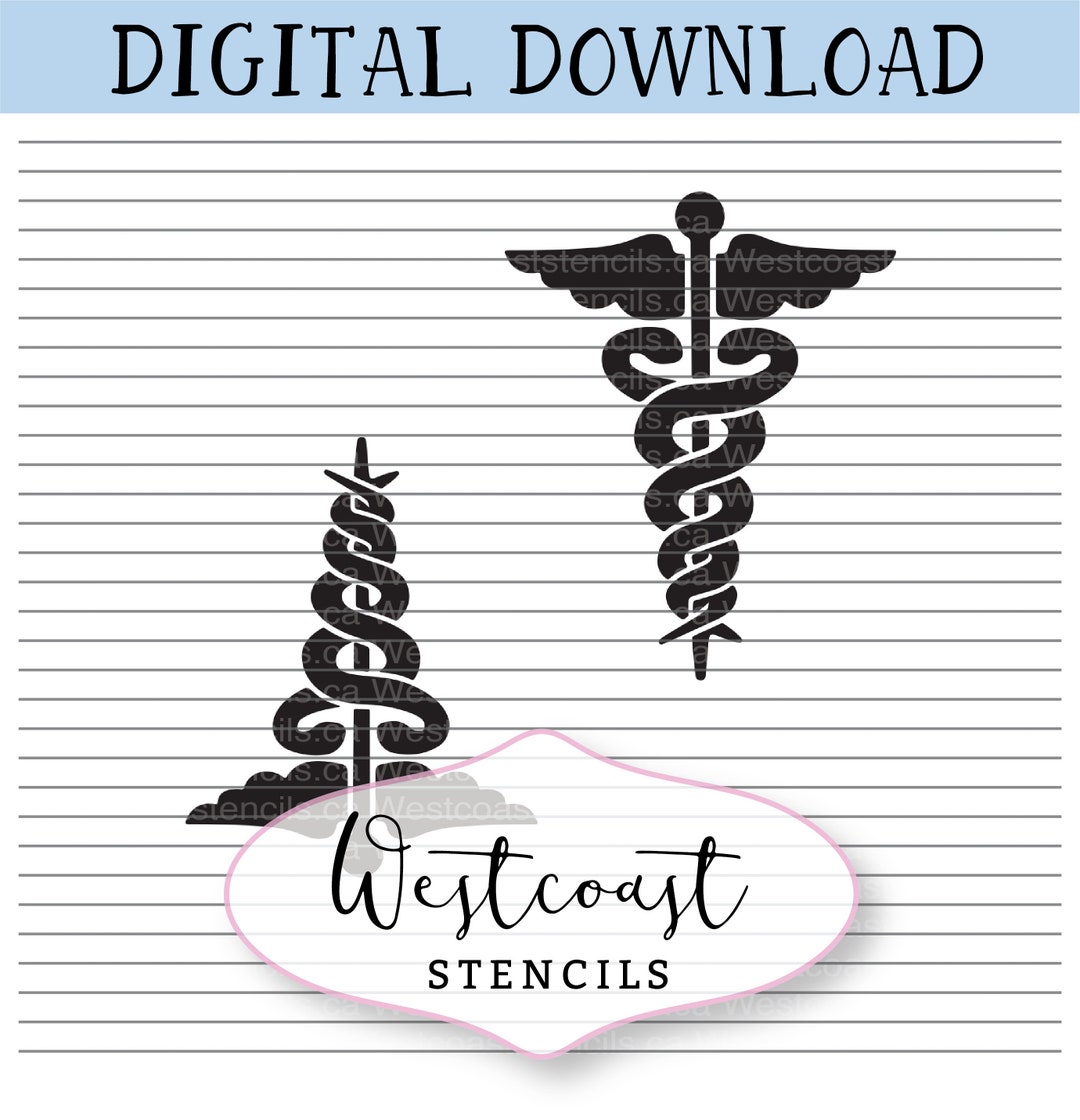 Caduceus Medical Symbol Cookie Stencil DIGITAL File SVG PNG Digital ...