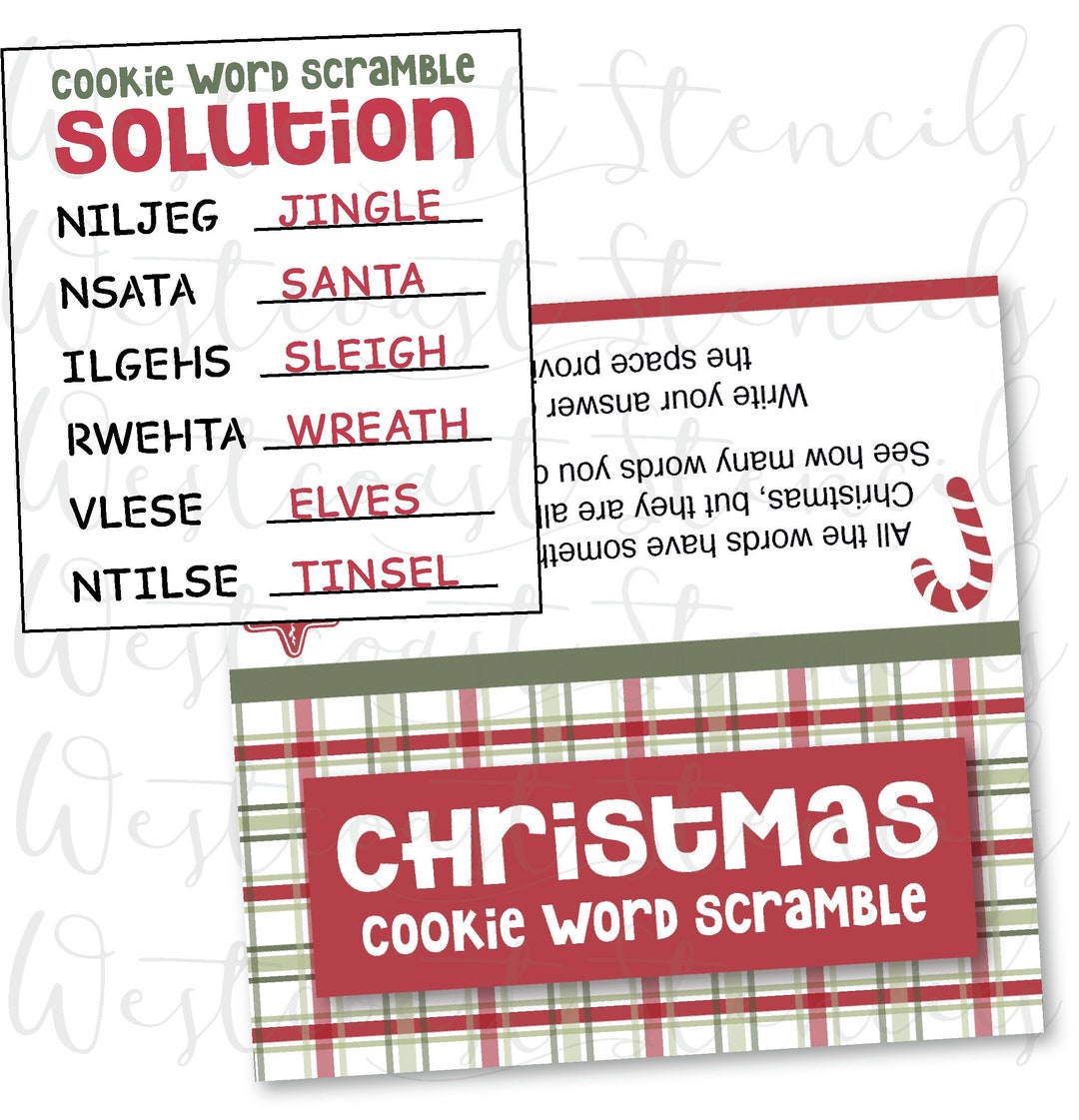 DIGITAL Christmas Word Scramble Bag Topper and Solution, Tag, Pdf File ...