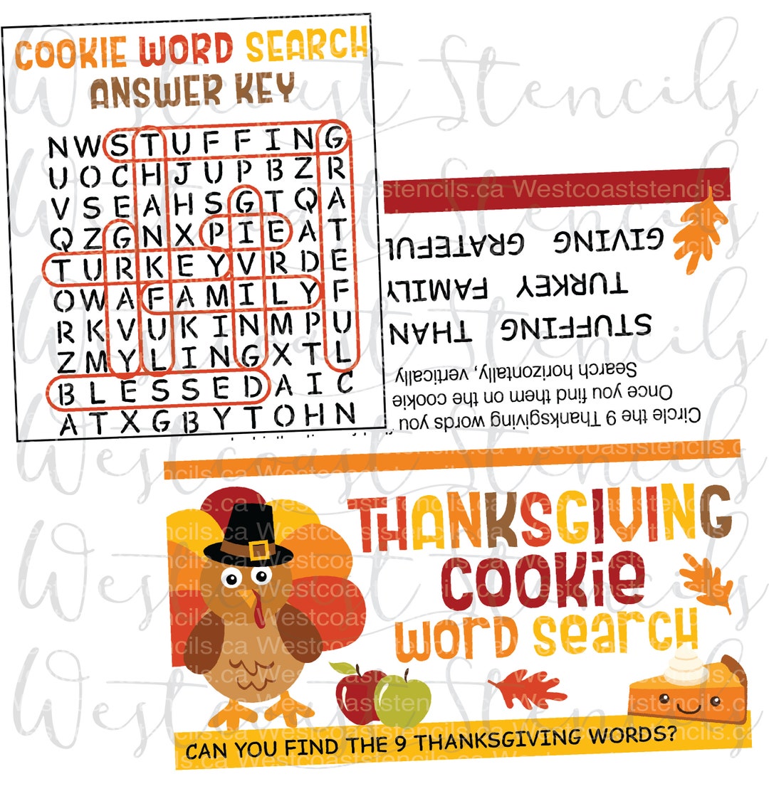 DIGITAL Thanksgiving Word Search Bag Topper and Solution, Tag, Pdf File ...