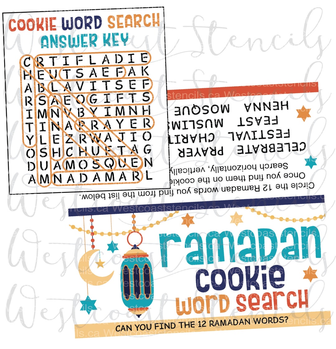 Ramadan Word Search Digital Instant Download Cookie Bag Topper and ...
