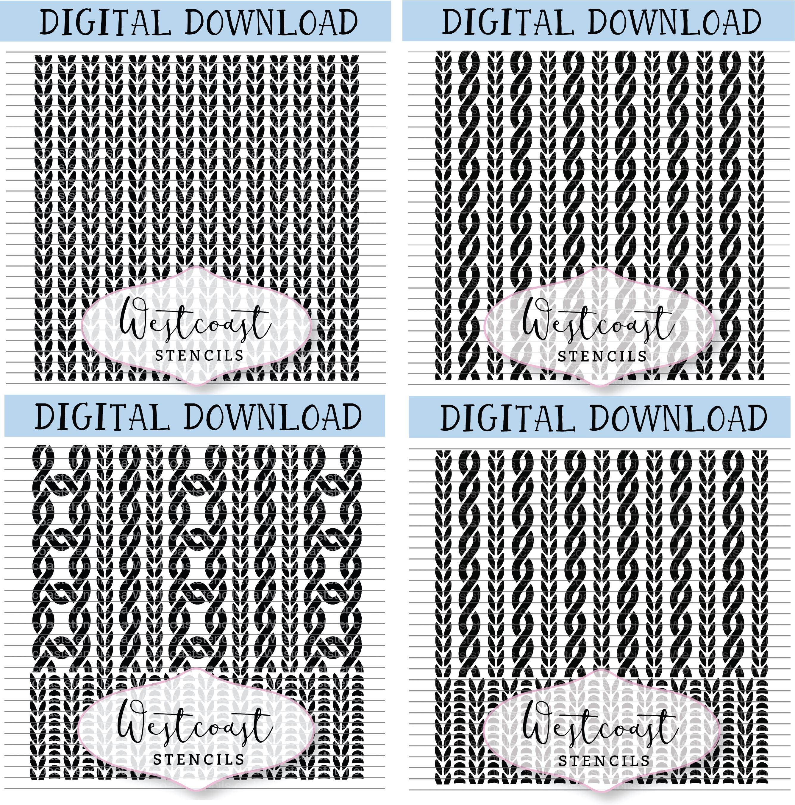 Knit Pattern Stencil Bundle, Cable Knit, Cookie Decorating, Craft, Diy ...
