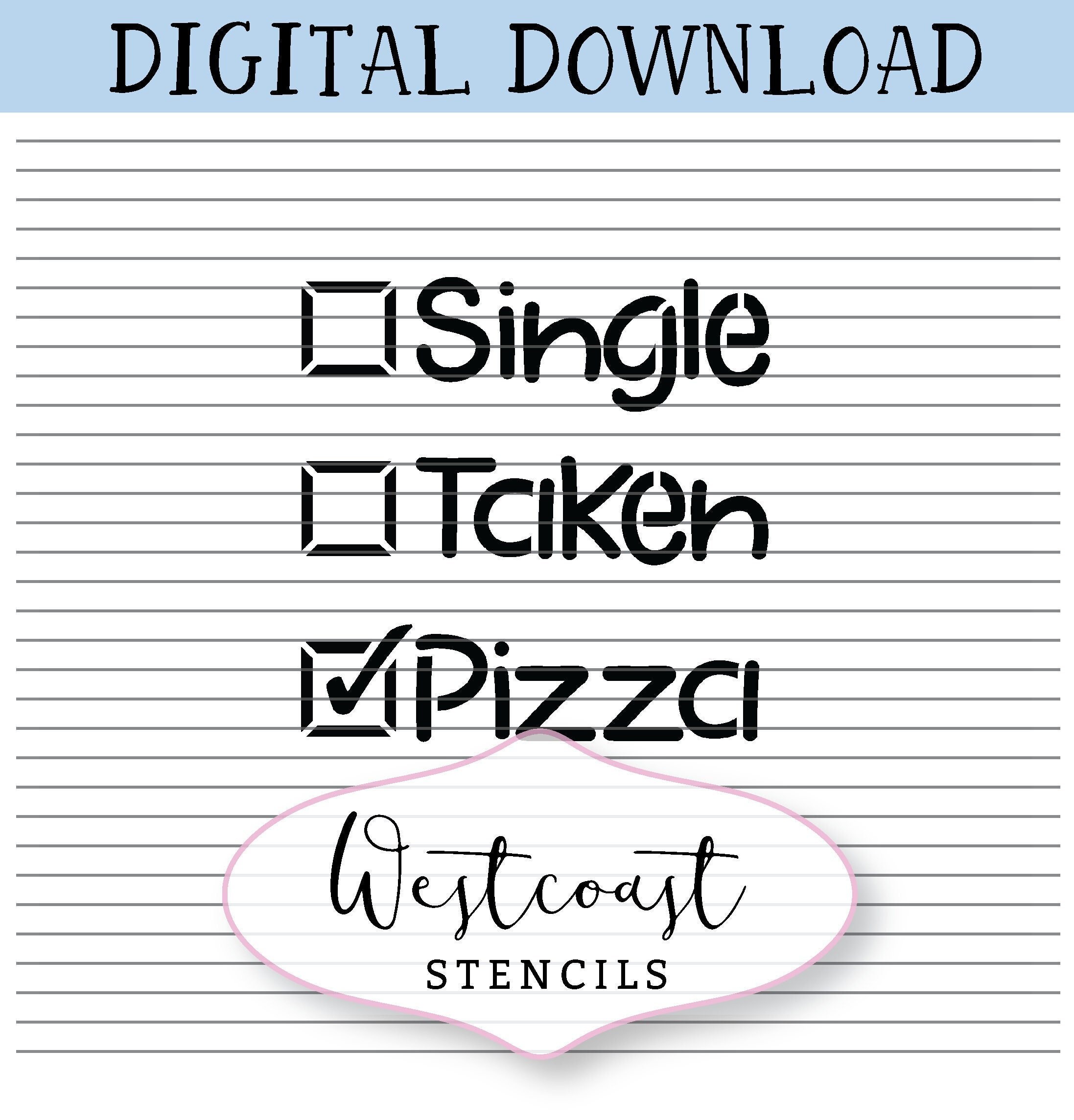 DIGITAL Single Taken Pizza Stencil Valentine's Day - Etsy