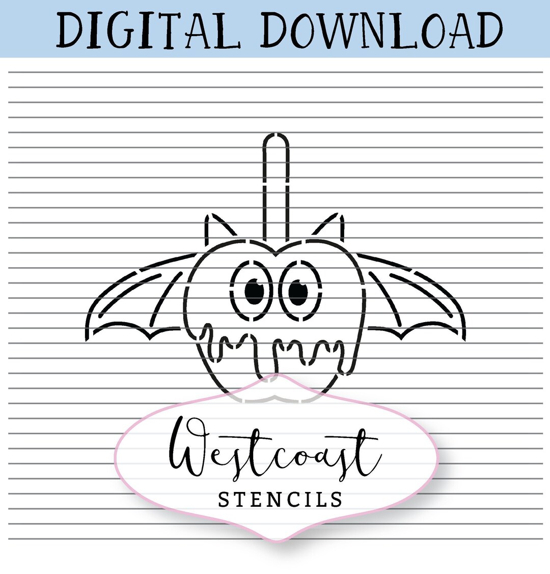 Candy Apple Bat Pyo Stencil Halloween Paint Your Own Cookie Stencil ...