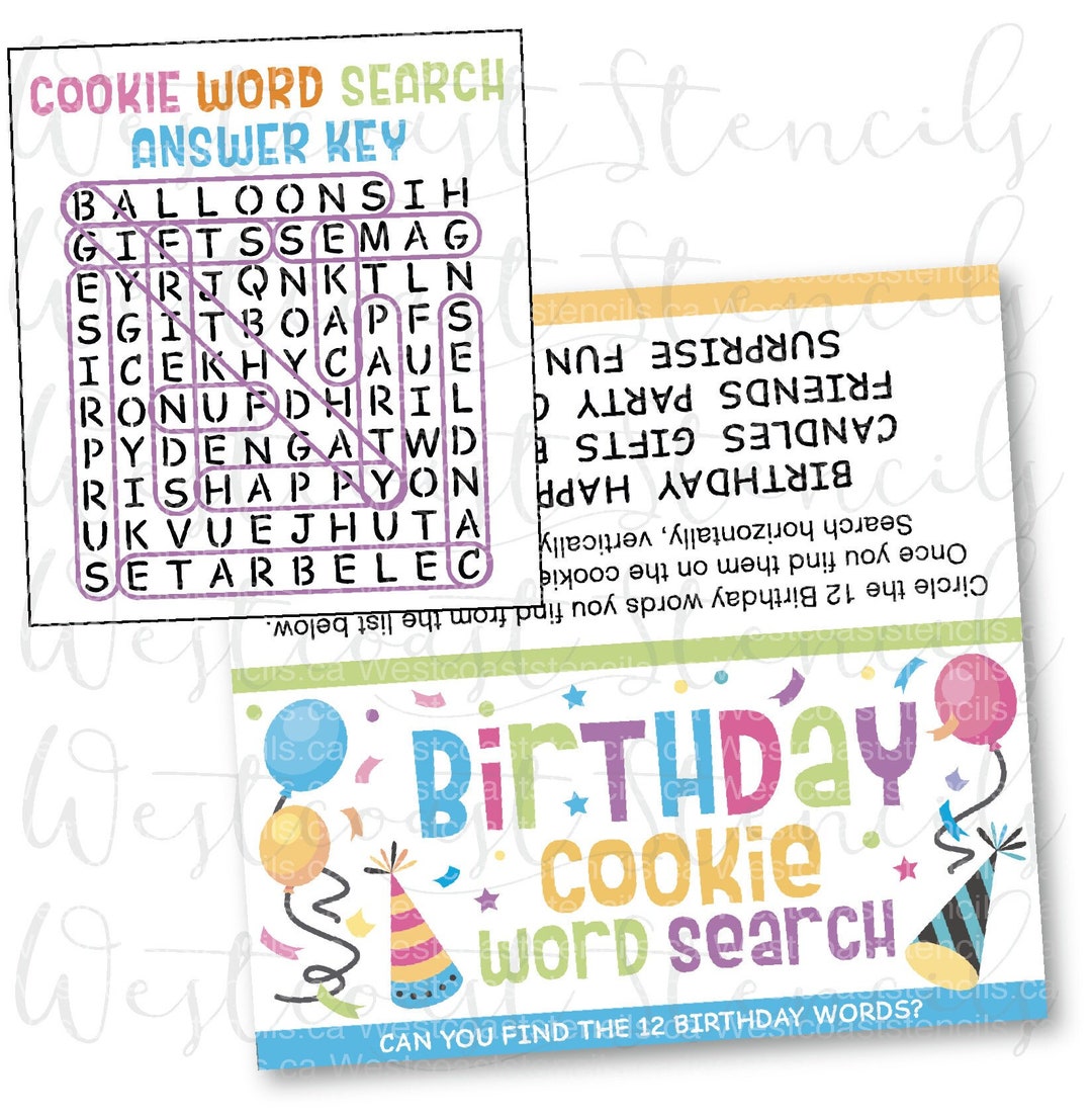 Happy Birthday, Style 1, Word Search Bag Topper With Solution for ...