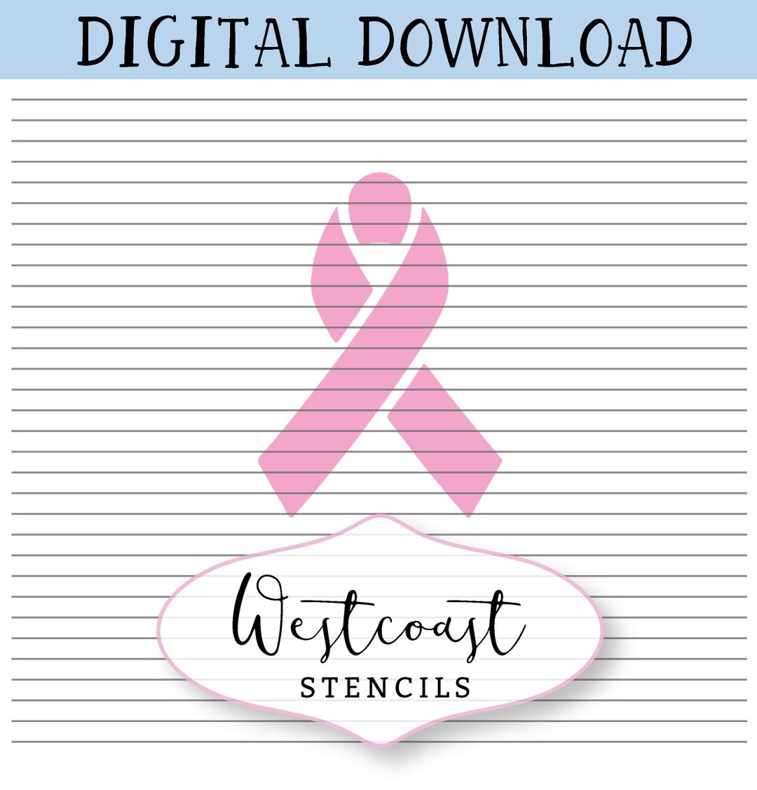 DIGITAL Pink Ribbon Stencil, Breast Cancer, Cookie Stencil, Svg, Png ...