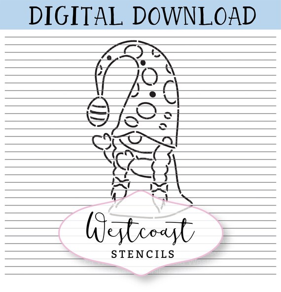 DIGITAL PYO Easter Gnome Girl Cookie Stencil Svg Png | Etsy