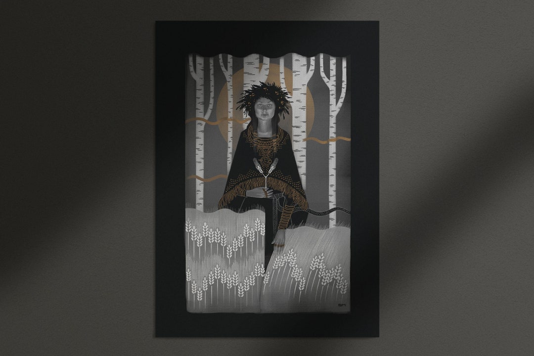 QUEEN | Baltic Pagan Spiritual Art Print | Latvian Tarot Illustration ...