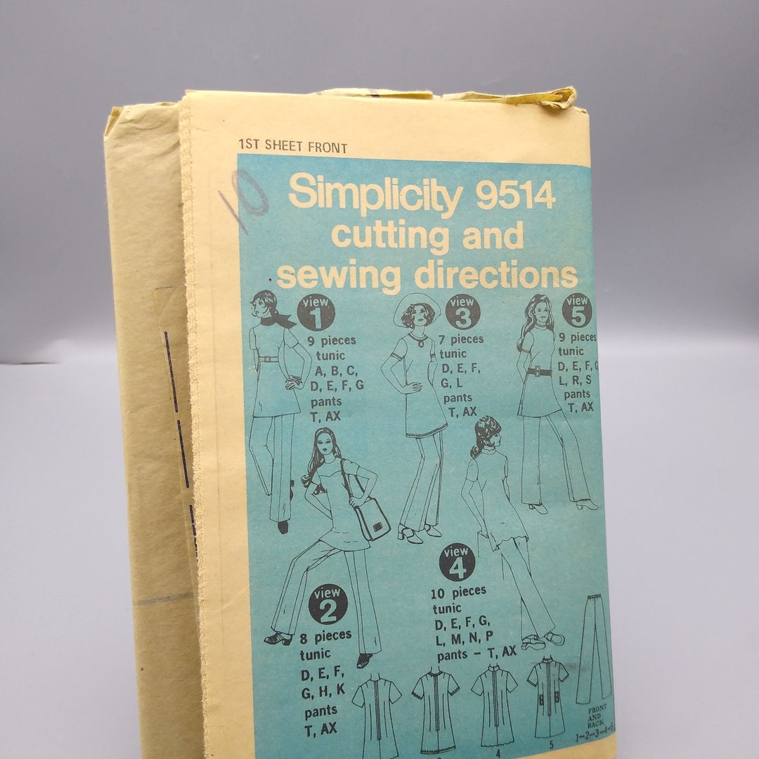 Vintage Sewing PATTERN Simplicity 9514, Misses 1971 Tunic With Three ...