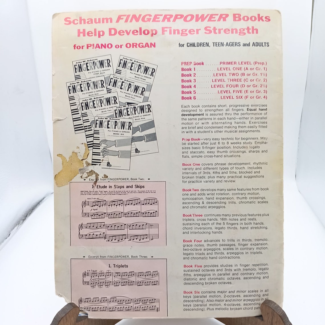 Vintage Sheet Music, Finger Power for Piano or Organ Book One by John ...