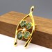 Vintage JJI Good Luck Brooch, Gold Tone Wishbone Pin With Green Diamond ...