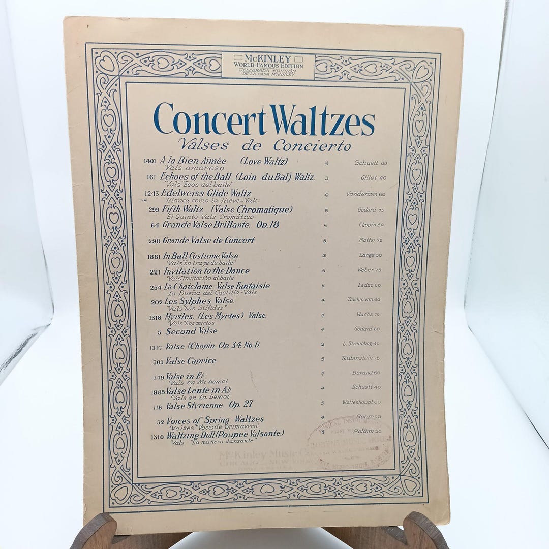 Antique Concert Waltzes Edelweiss Glide Waltz Sheet Music 1922 Vintage ...