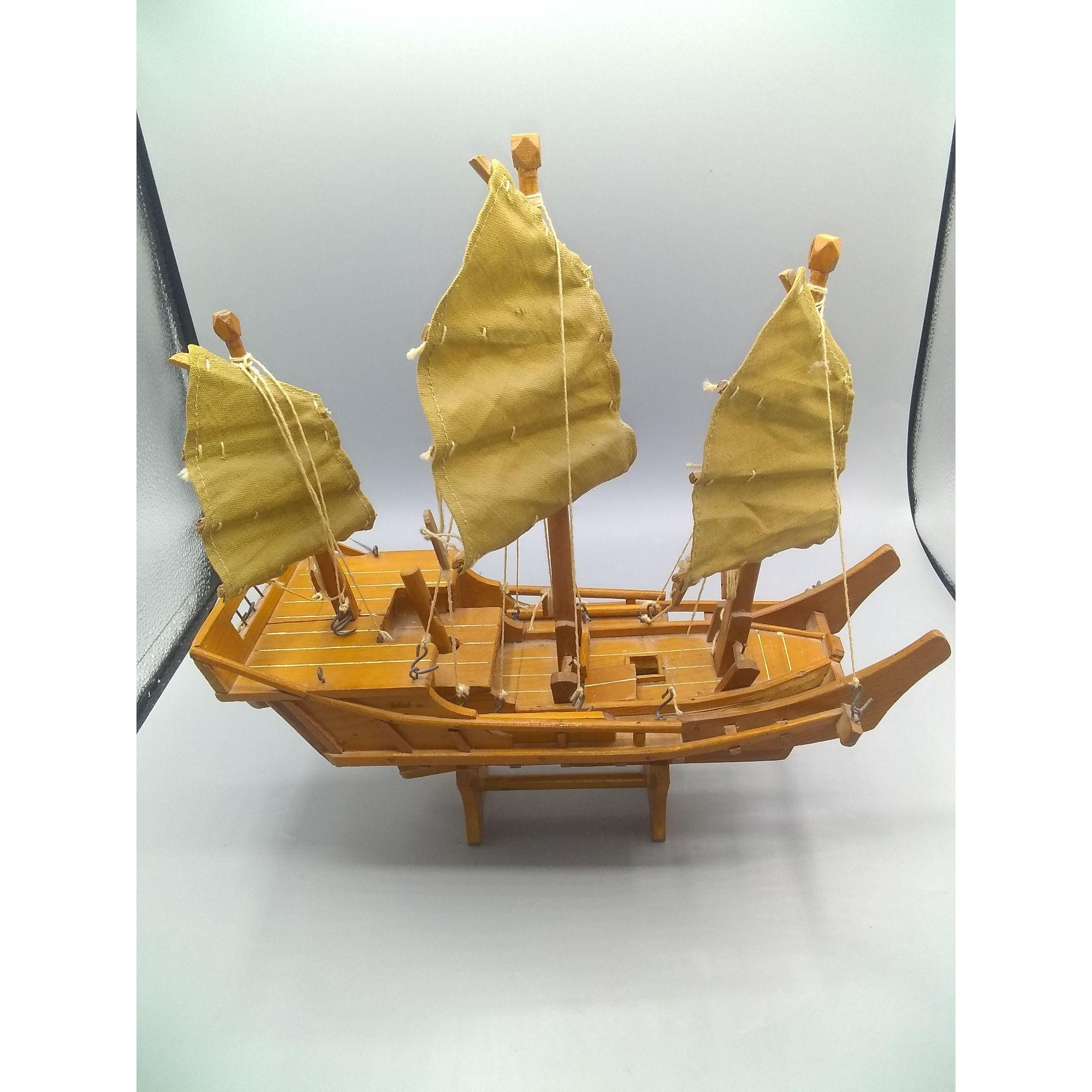 Vintage Junk Boat Model 3 Mast Wooden Ship Oriental Pirate | Etsy