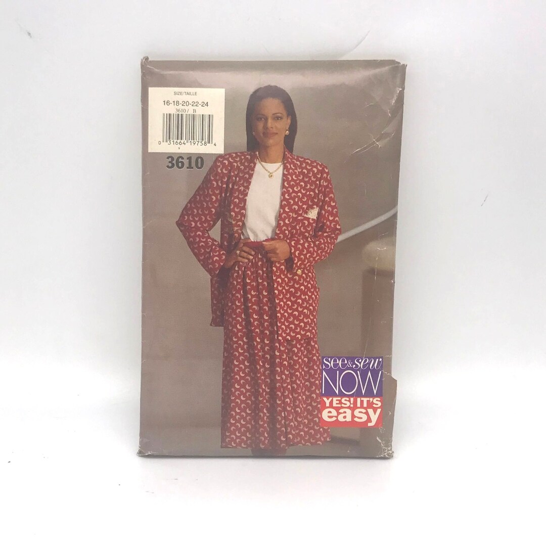 UNCUT Vintage Sewing PATTERN See and Sew Now 3610, Butterick Very Easy ...